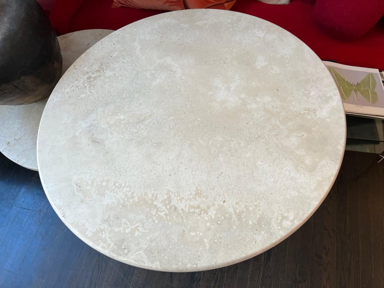 White Roman Travertine Dining Table by Le Lampade For Sale at 1stDibs
