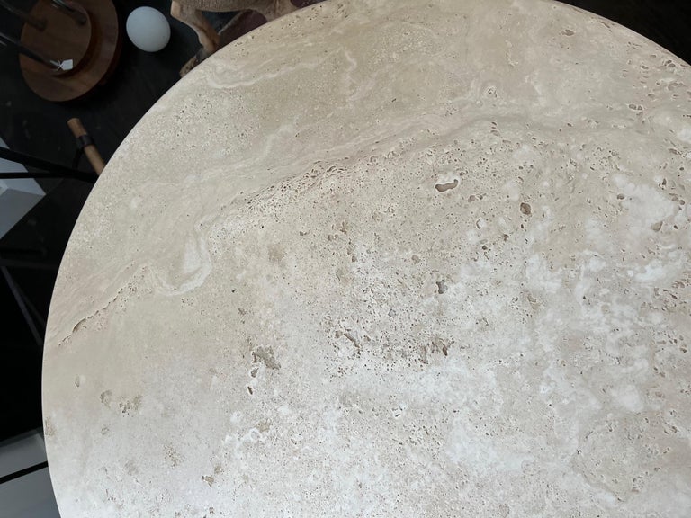 White Roman Travertine Dining Table by Le Lampade For Sale at 1stDibs