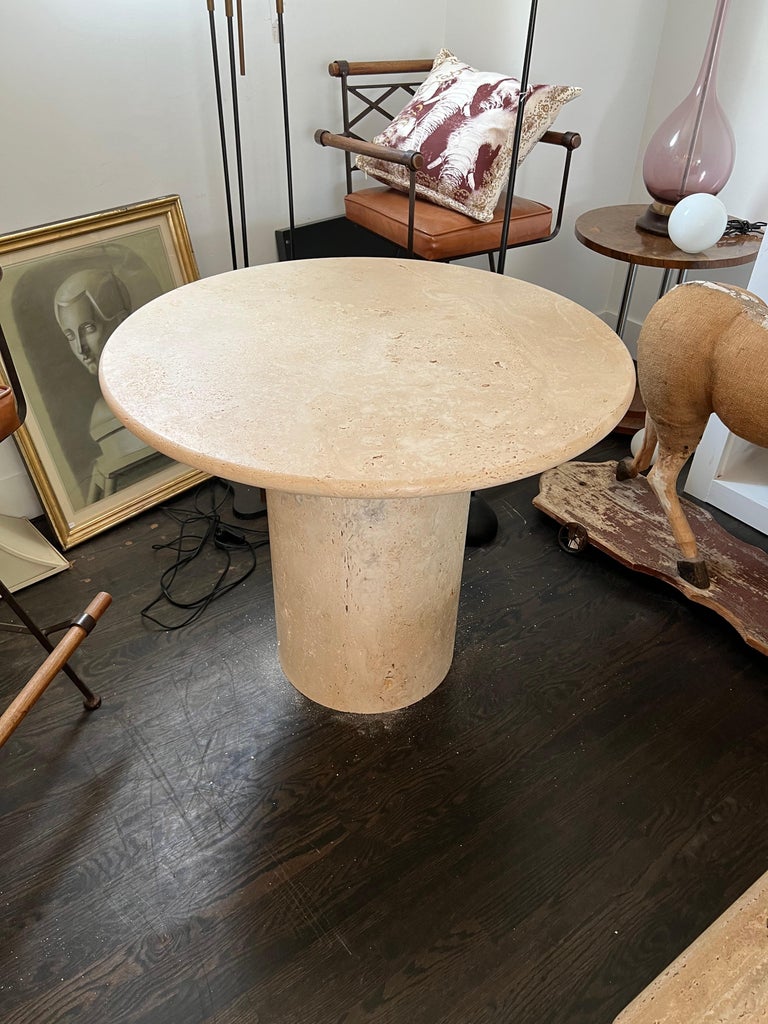 White Roman Travertine Dining Table by Le Lampade For Sale at 1stDibs