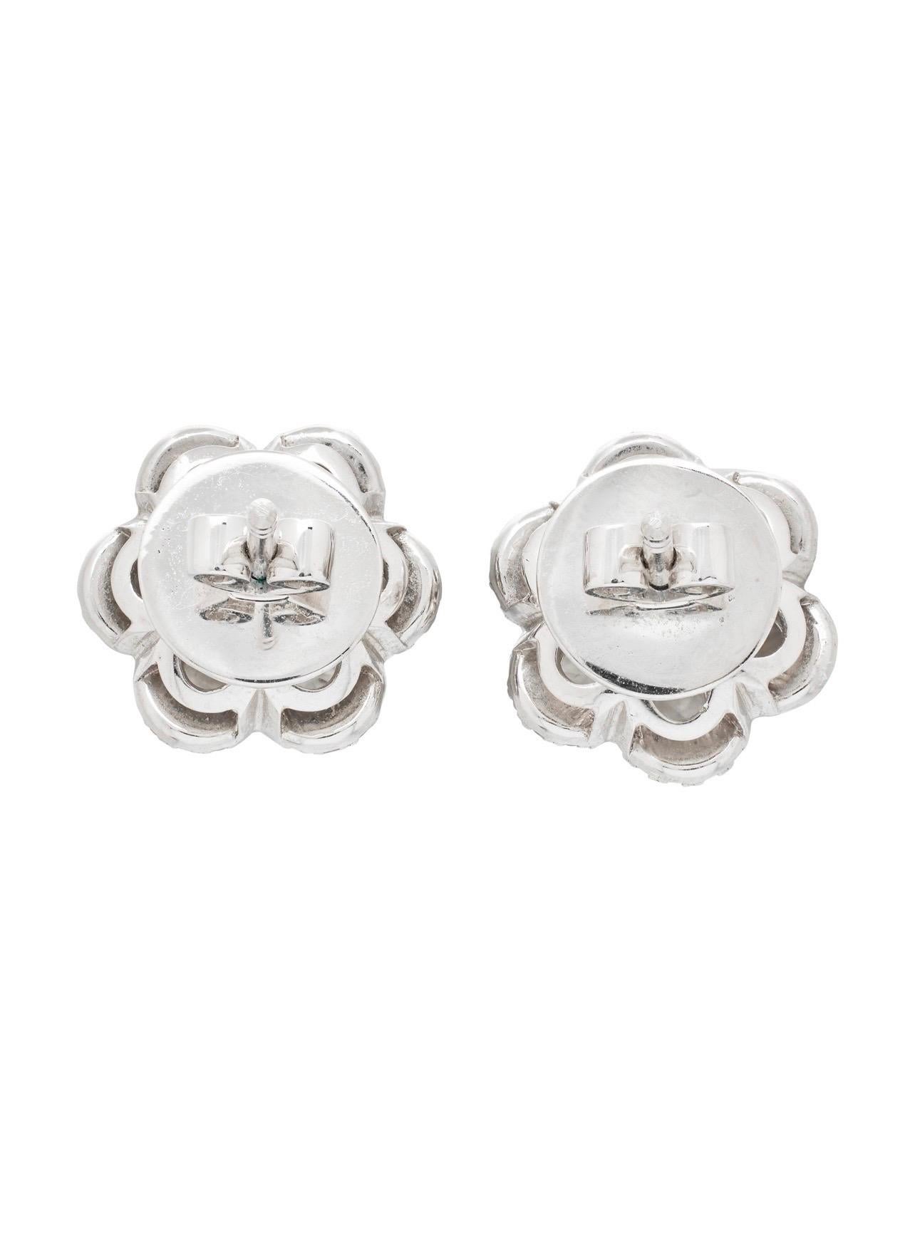 White Rose Cut Diamond Stud Earrings in 18 Karat White Gold. For Sale ...