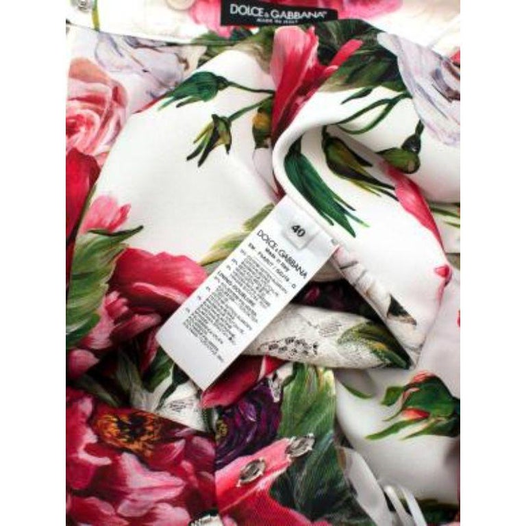 White rose printed damask mini skirt For Sale at 1stDibs