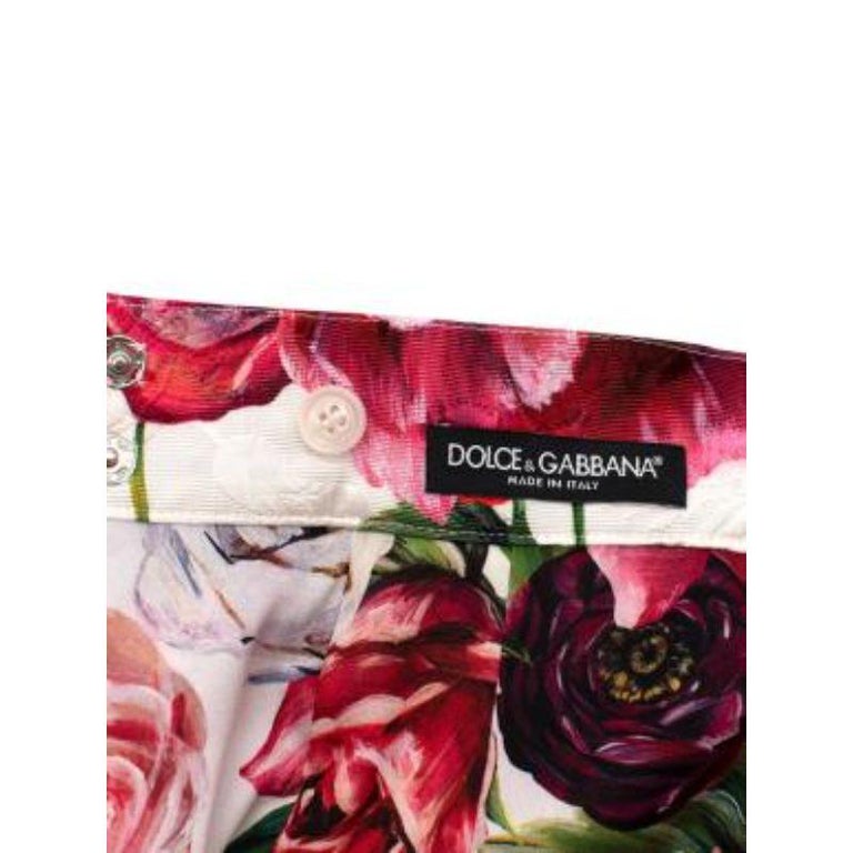 White rose printed damask mini skirt For Sale at 1stDibs