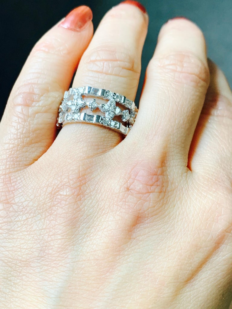 White Round Brilliant Diamond Eternity Band in 18 Karat White Gold For ...