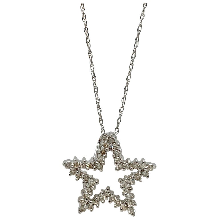 White Round Brilliant Diamond Star Pendant For Sale (Free Shipping) at ...