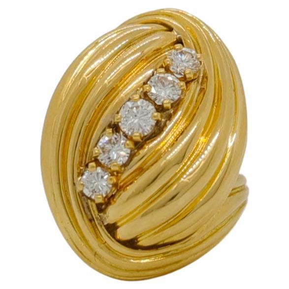 White Diamond Round and Square Design Ring in 18K White Gold For Sale ...