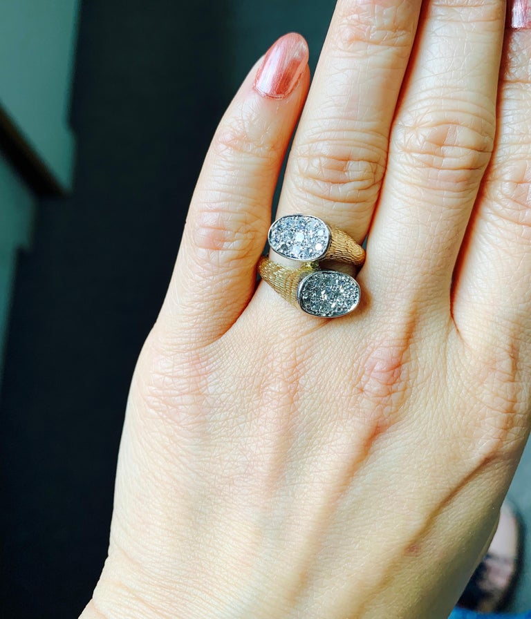 White Round Diamond Bypass Cocktail Ring in Yellow Gold For Sale at 1stDibs