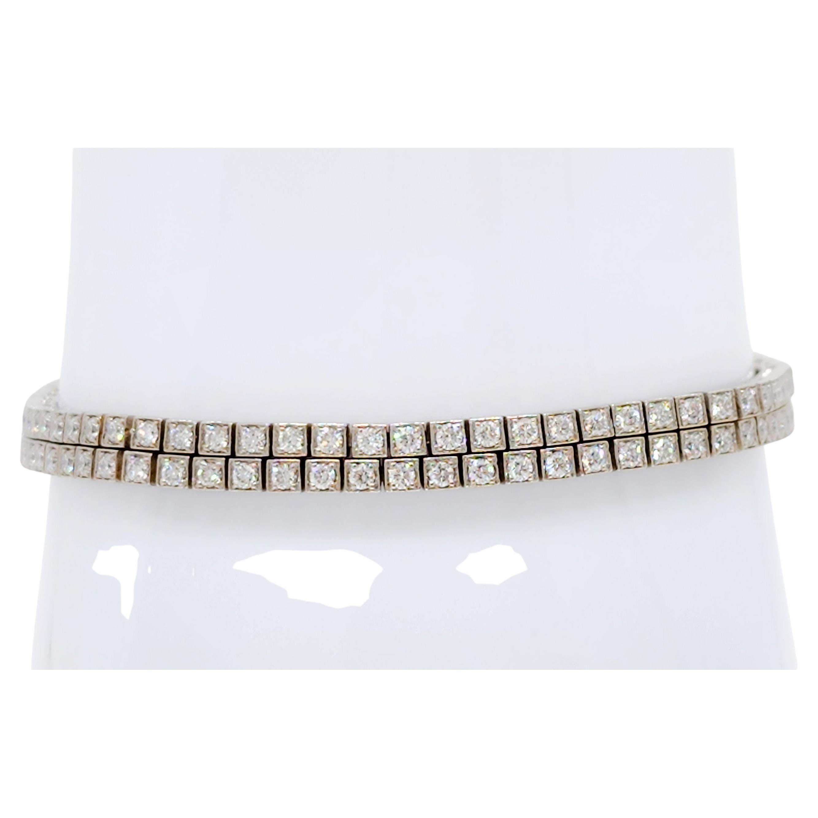 Three Row Diamond Tennis Bracelet at 1stDibs | 3 row diamond tennis ...