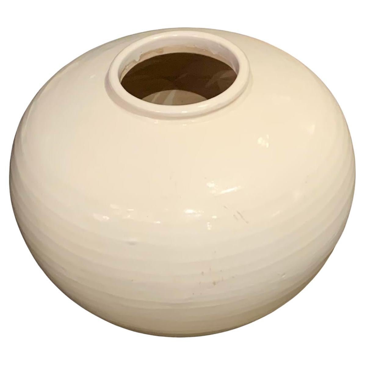 White Round Large Squat Vase, China, Contemporary For Sale at 1stDibs