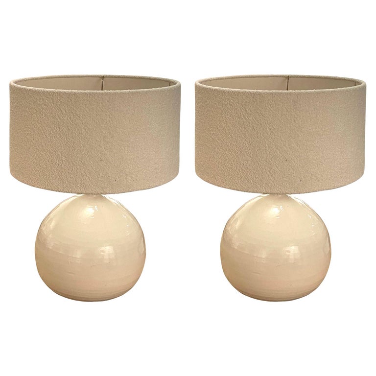 White Rounded Base Pair Lamps, China, Contemporary For Sale at 1stDibs