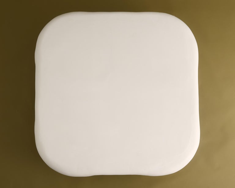 White Rounded Square Quad Coffee Table in Stone Composite by Mike Ruiz ...