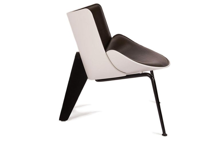 White Shell with Leather Seat Small Armchair, B&B Italia at 1stDibs