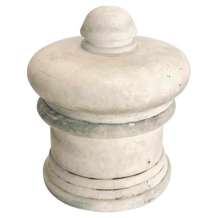White Small Lidded Alabaster Jar, Italy, Mid Century at 1stDibs