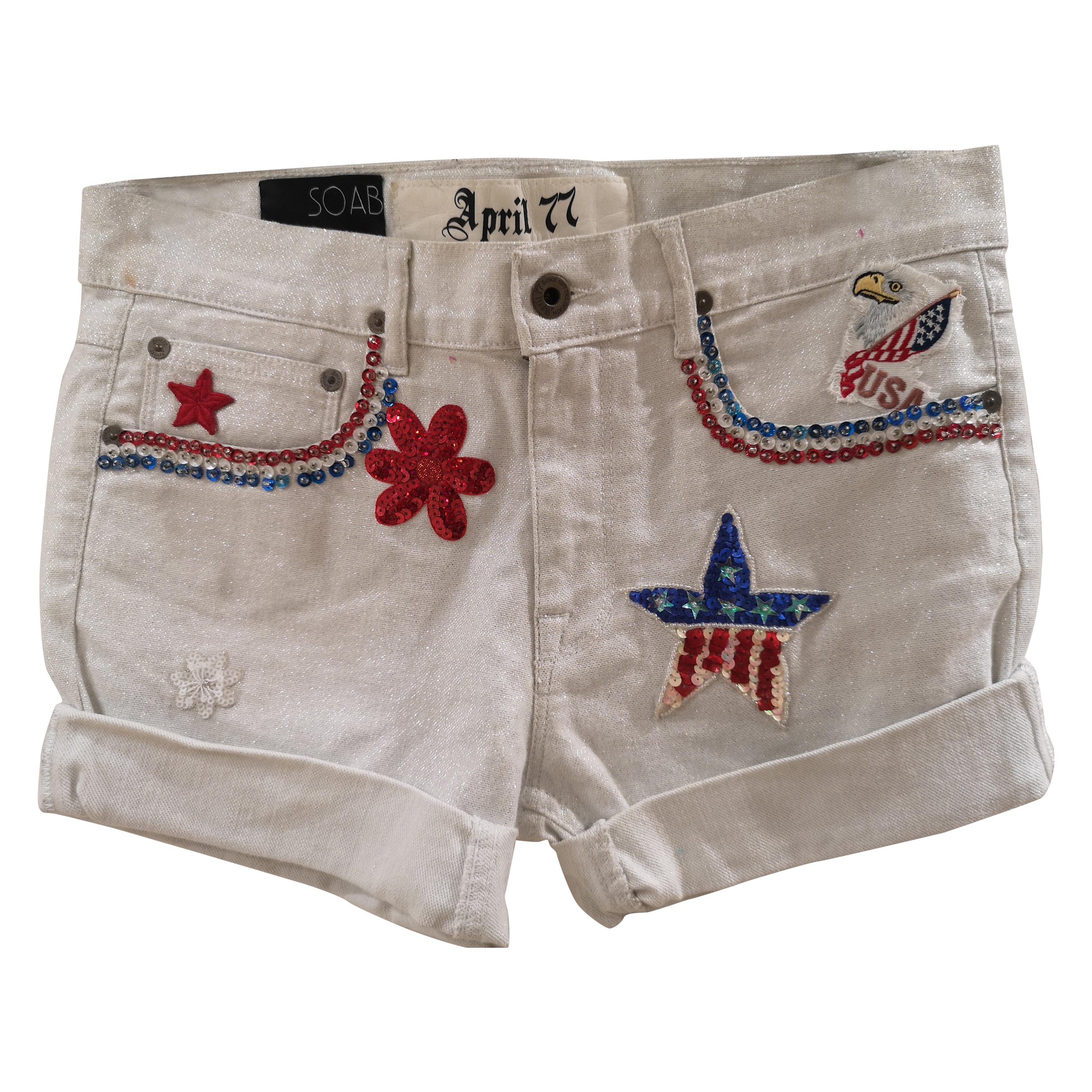White SOAB customised shorts For Sale at 1stDibs