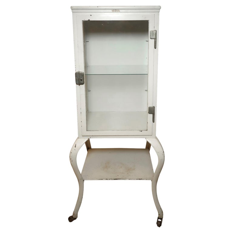 White Steel Medical Dental Cabinet Cast Iron Cabriole Legs For Sale at ...
