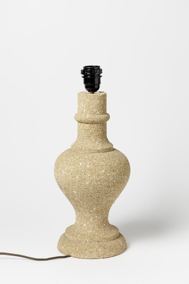 White Stone Table Lamp circa 1960 Xxth Century Design Handmade Piece ...