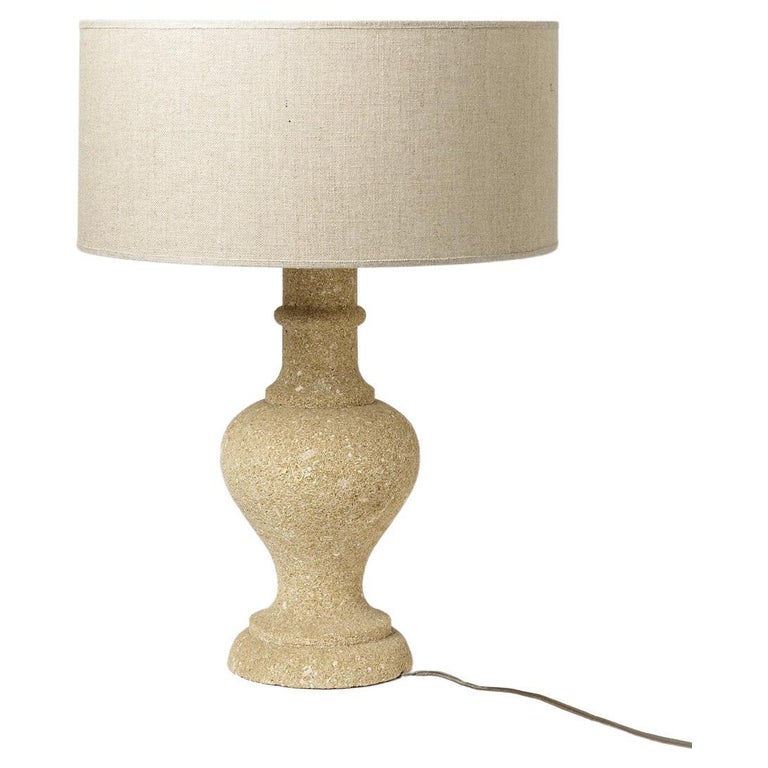 White Stone Table Lamp circa 1960 Xxth Century Design Handmade Piece ...