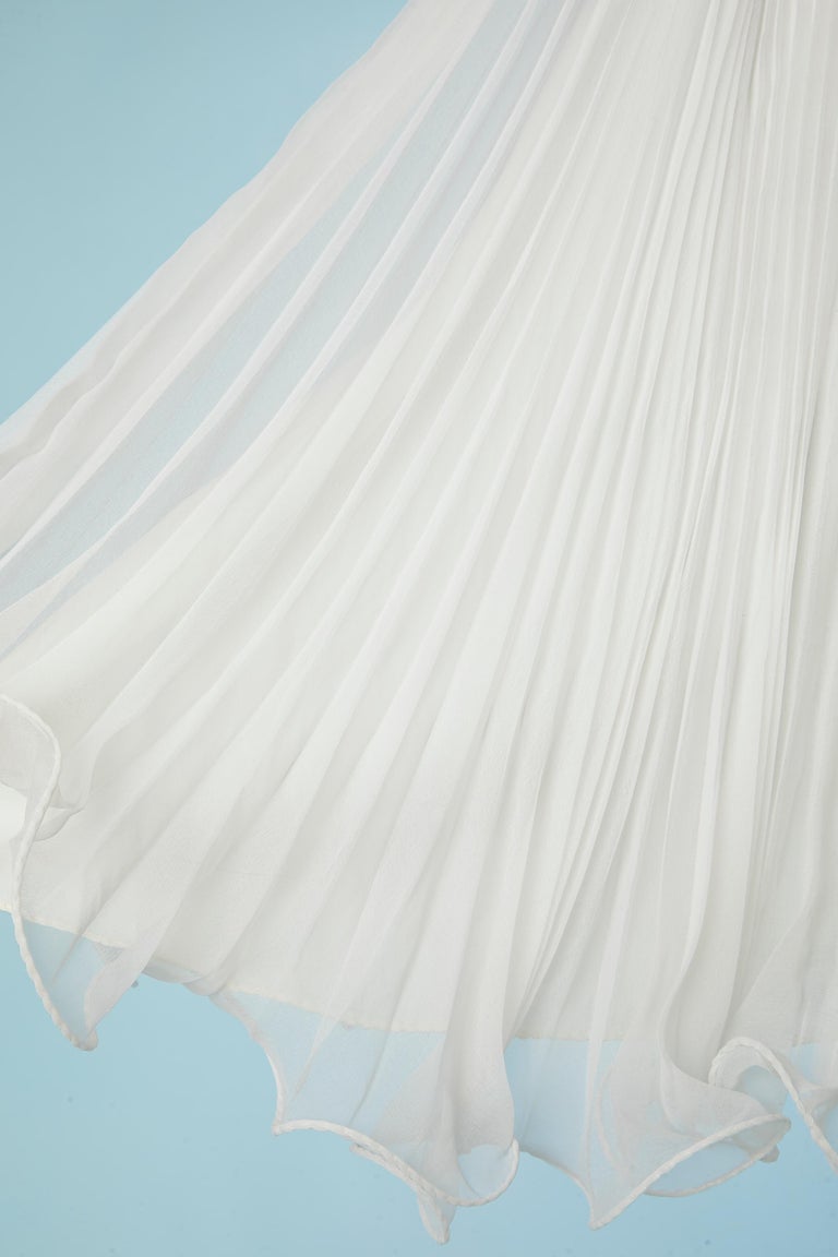 White sunray pleated cocktail dress with embroideries on neckline Jack ...