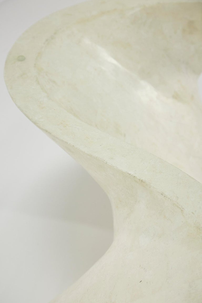 White Tessellated Stone Coffee Table with Glass Top and Wavy Base ...