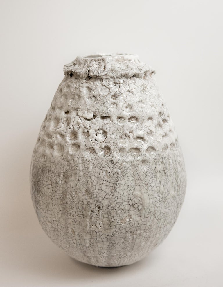 White Texture Stoneware Vase For Sale at 1stDibs