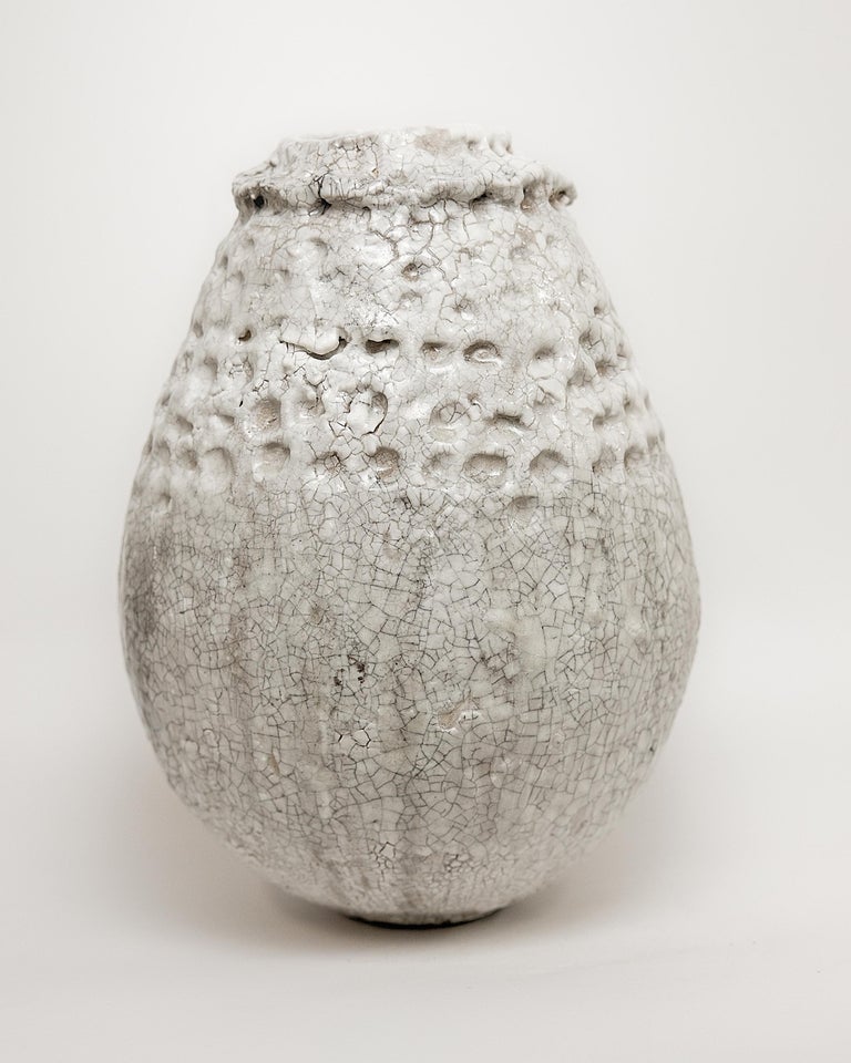 White Texture Stoneware Vase For Sale at 1stDibs