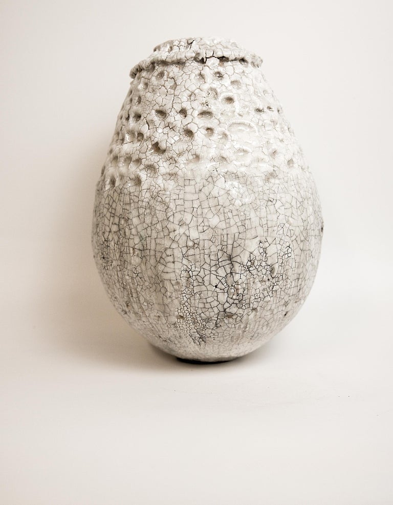 White Texture Stoneware Vase For Sale at 1stDibs
