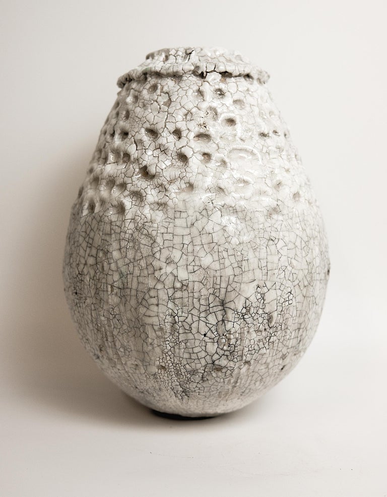 White Texture Stoneware Vase For Sale at 1stDibs