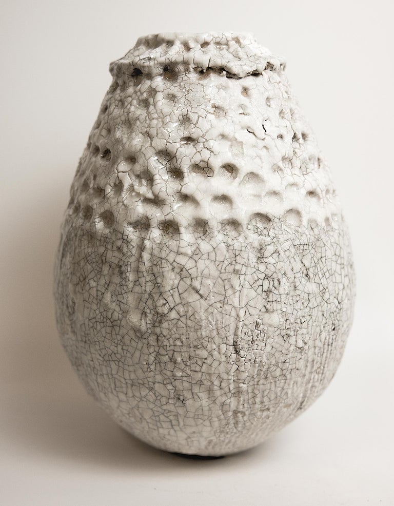 White Texture Stoneware Vase For Sale at 1stDibs