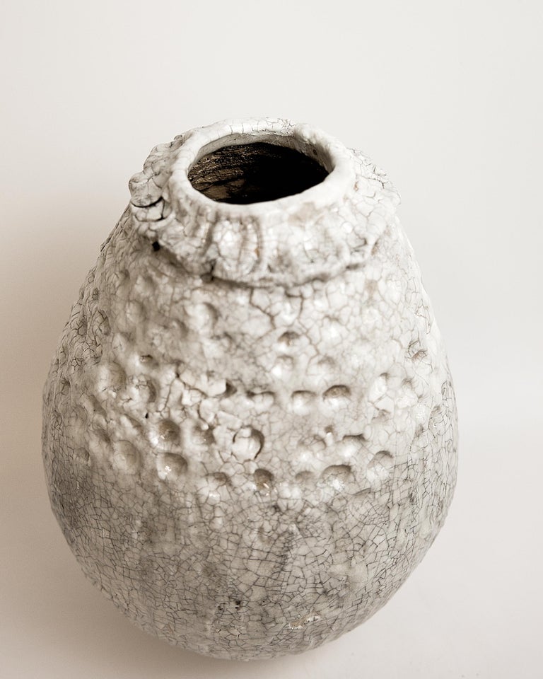 White Texture Stoneware Vase For Sale at 1stDibs