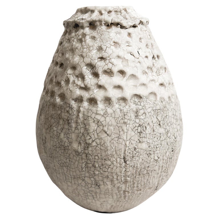 White Texture Stoneware Vase For Sale at 1stDibs