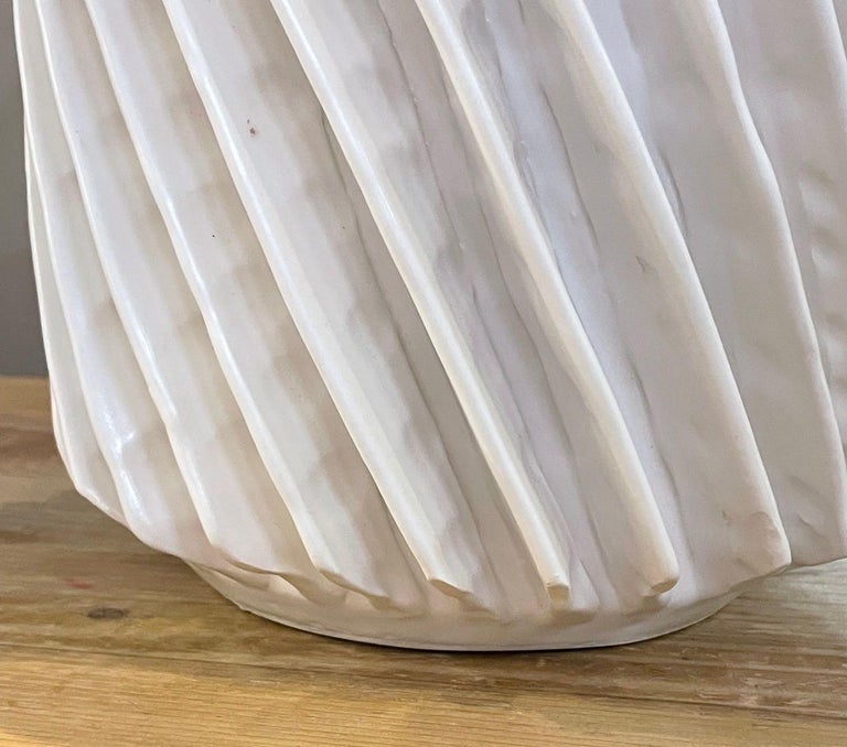 White Textured Rib Porcelain Pair Of Vases, Italy, Mid Century For Sale ...