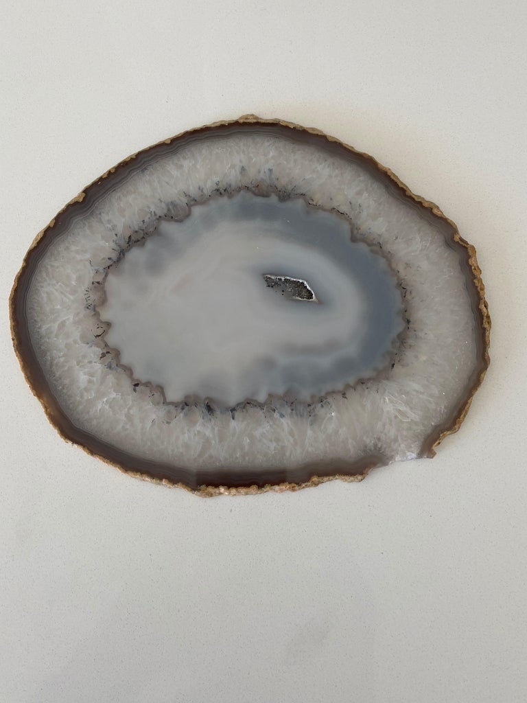 White Thin Slice Agate Sculpture, Brazil, Prehistoric at 1stDibs
