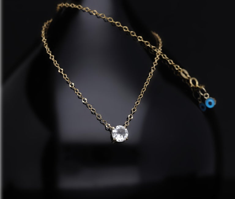 White Topaz Solitaire Necklace For Sale at 1stDibs