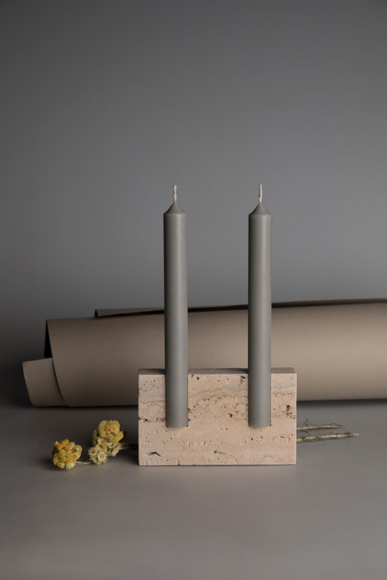 White Travertine Sculpted Candle Holder by Sanna Völker at 1stDibs ...