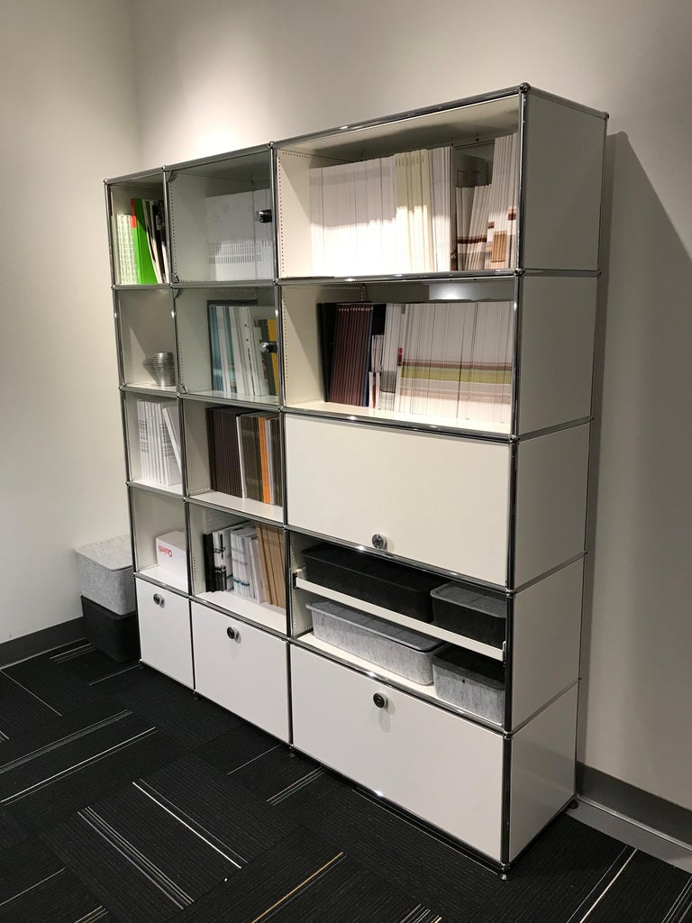 White USM Haller Shelf with Chrome Frame at 1stDibs | usm inos box