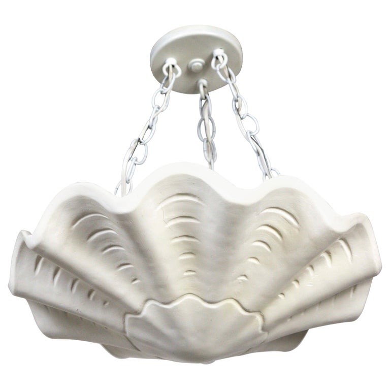 White Vintage Casella Undulating Shell Pendant Light at 1stDibs