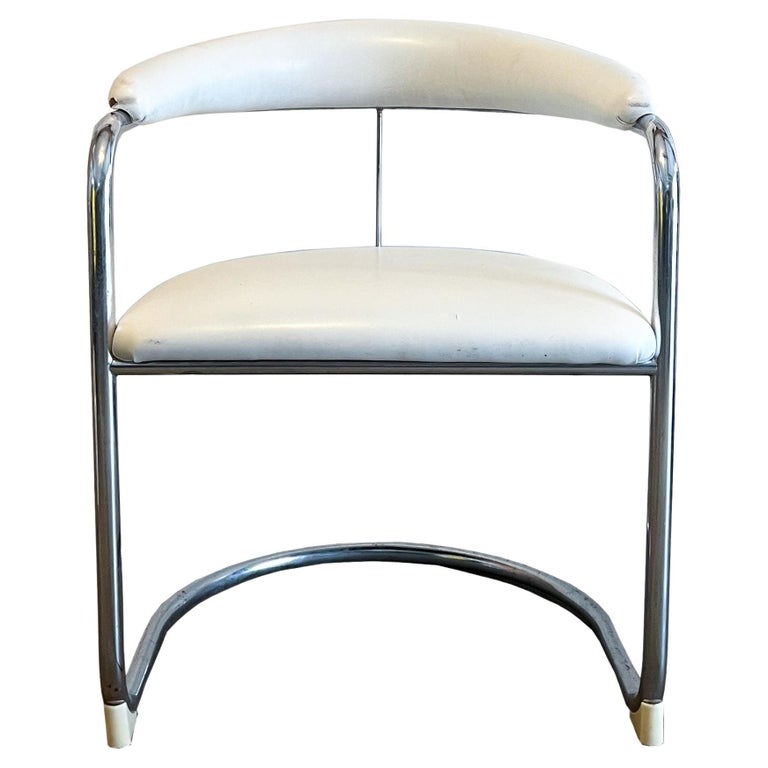 White Vinyl and Chrome Model SS33 Style Cantilever Chair For Sale at ...