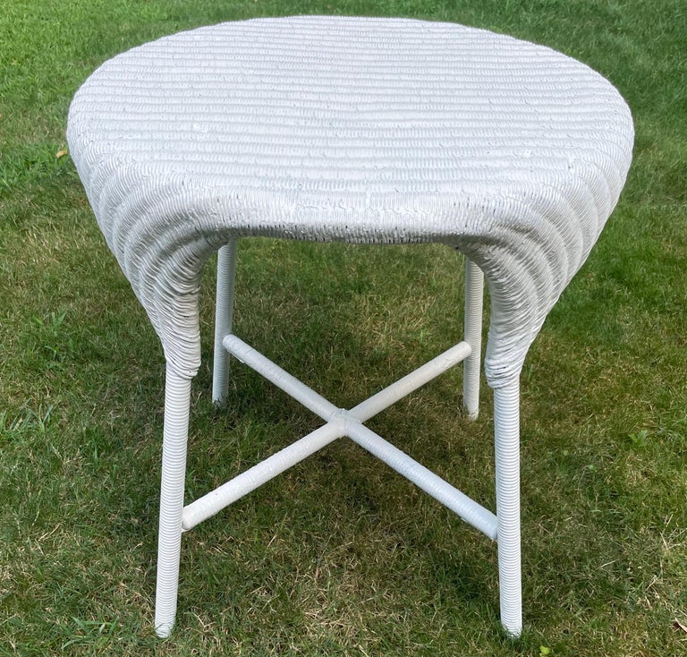 White Wicker Center Side Table For Sale at 1stDibs