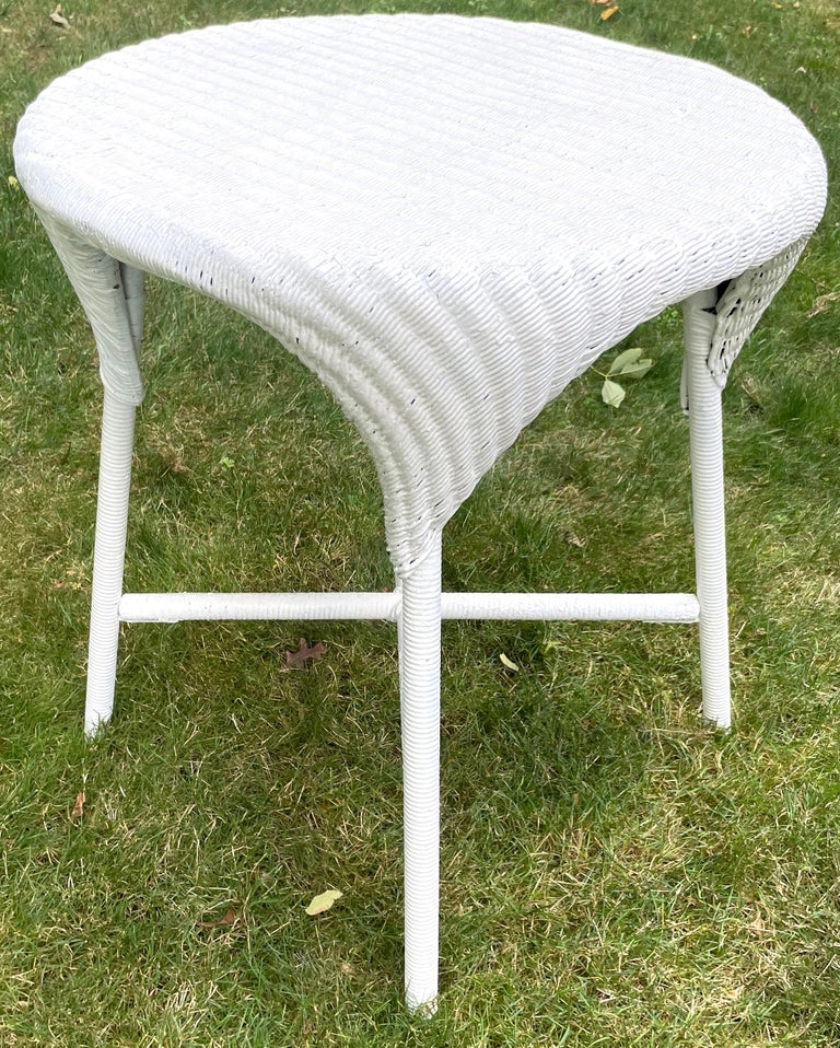 White Wicker Center Side Table For Sale at 1stDibs