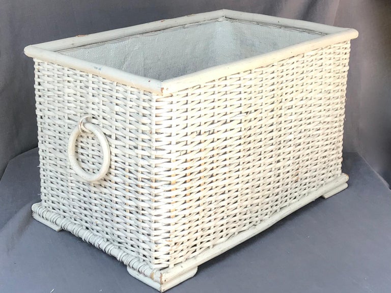 White Wicker Planter For Sale at 1stDibs | white wicker planters, white ...