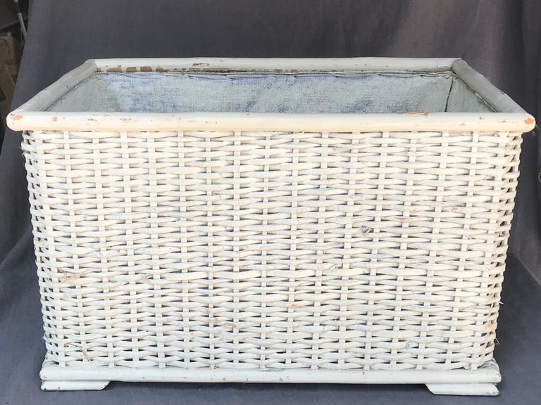 White Wicker Planter For Sale at 1stDibs | white wicker planters, white ...