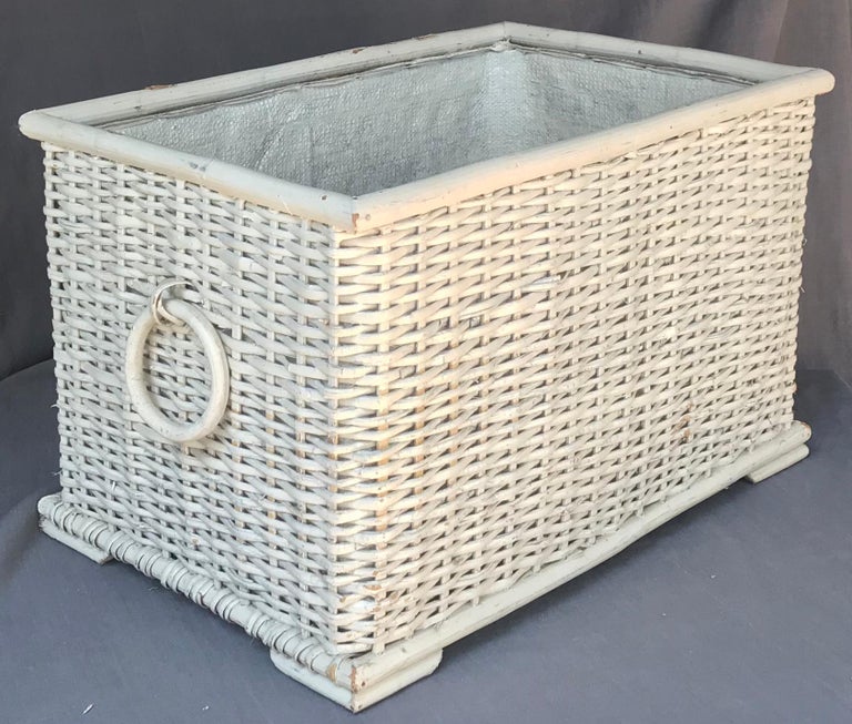White Wicker Planter For Sale at 1stDibs | white wicker planters, white ...