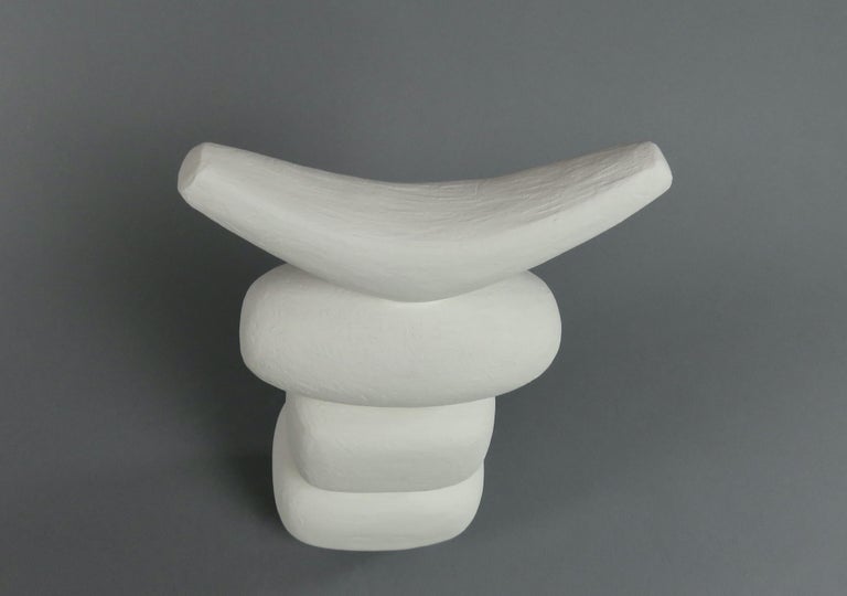 White Winged Crown, 4 Part Ceramic TOTEM, Hand Built Sculpture by H. Starcevic For Sale at 1stDibs
