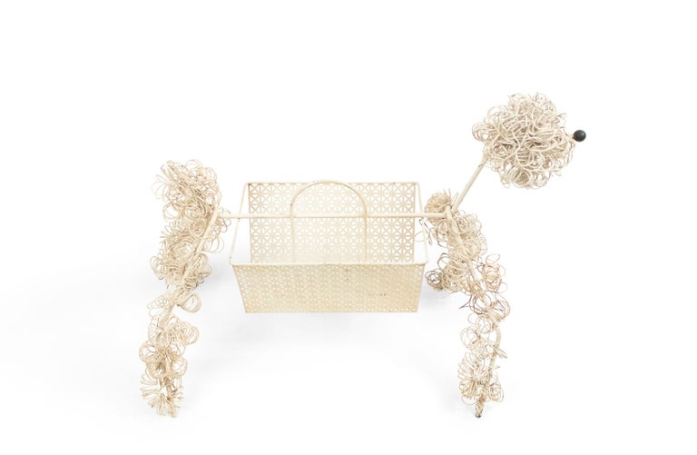 White Wire Poodle Magazine Rack For Sale at 1stDibs