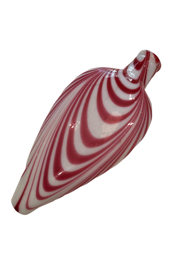 White with Red Nailsea Glass Pocket Flask For Sale at 1stDibs
