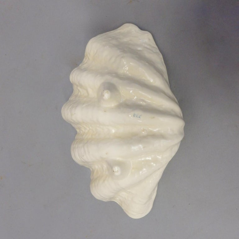 White with Turquoise Interior Sea Shell Bowl or Vase at 1stDibs