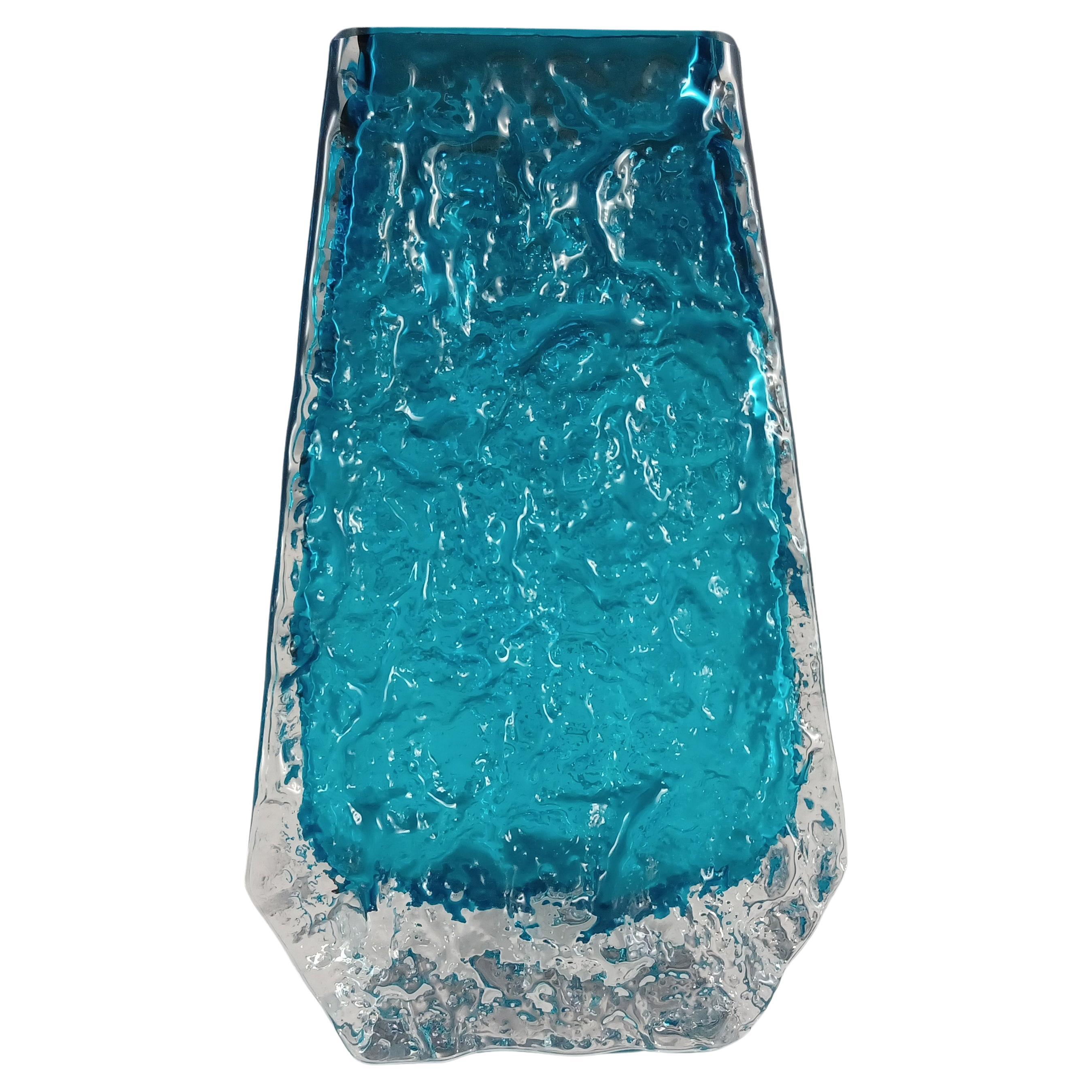 Whitefriars #9686 Baxter Kingfisher Blue Glass Textured Coffin Vase For ...