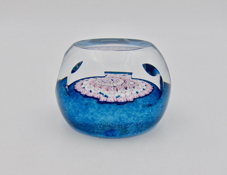 English Whitefriars Millefiori Art Glass Paperweight with Butterfly ...