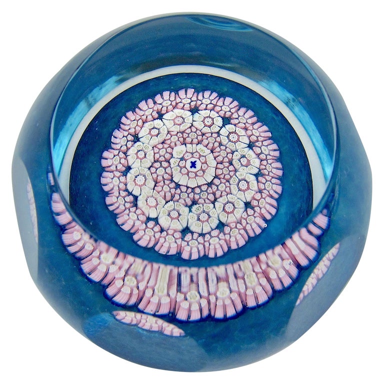 English Whitefriars Millefiori Art Glass Paperweight with Butterfly ...