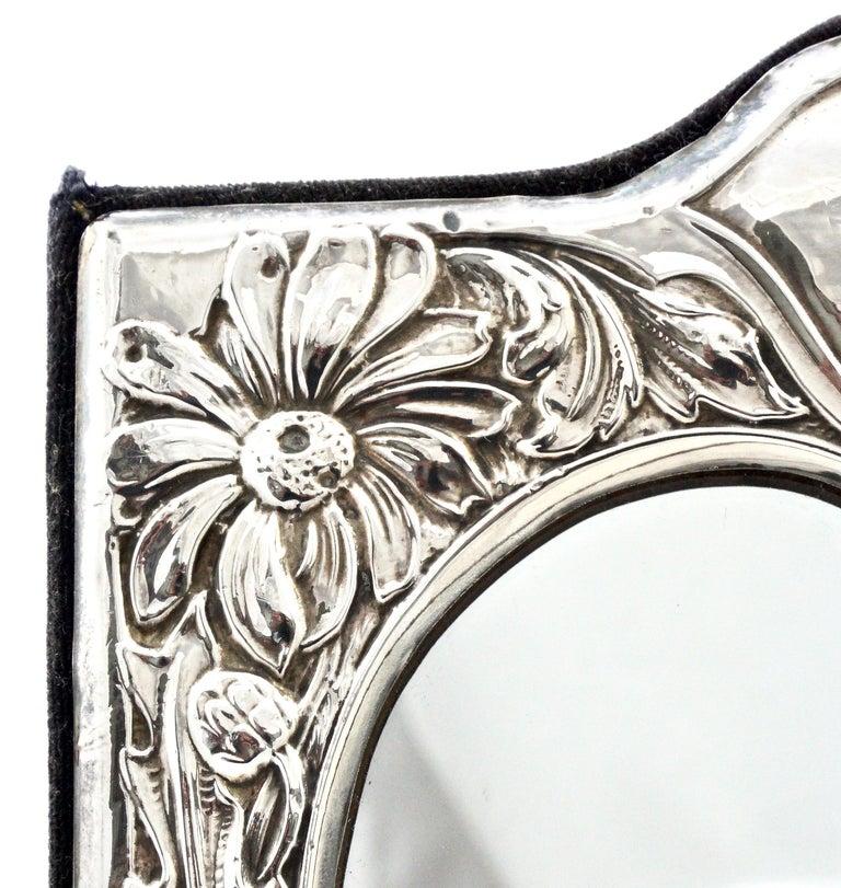 Whitehill Silver Co English Sterling Silver Heart Shape Mirror Blue ...