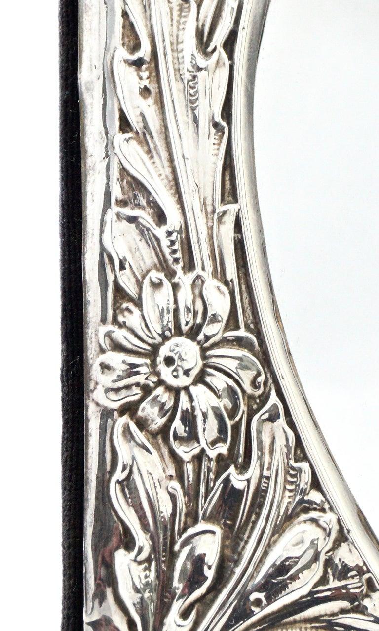 Whitehill Silver Co English Sterling Silver Heart Shape Mirror Blue ...